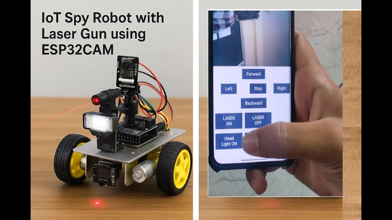 HVS-1691. IOT based spy robot with LASER gun #Esp32cam #Laser Gun #Live ...