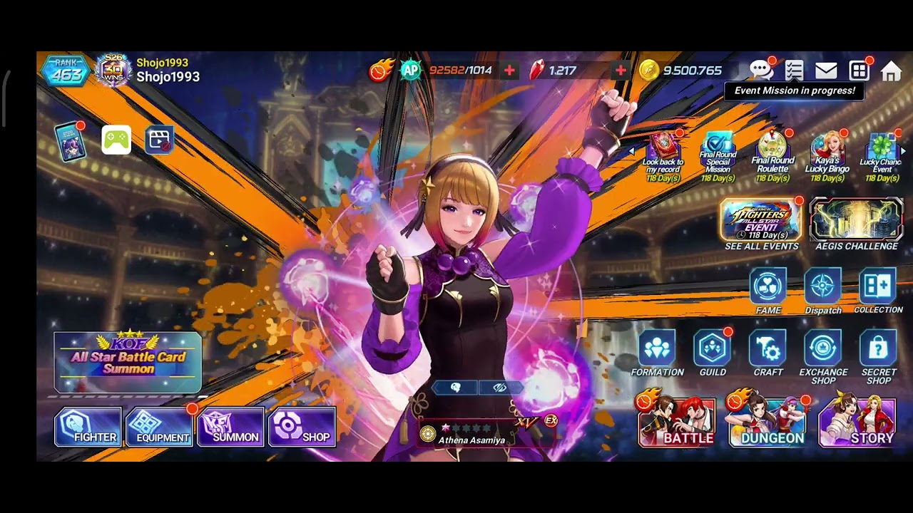 KOF All Star - Character Showcase Profile (XV Athena Asamiya) - YouTube