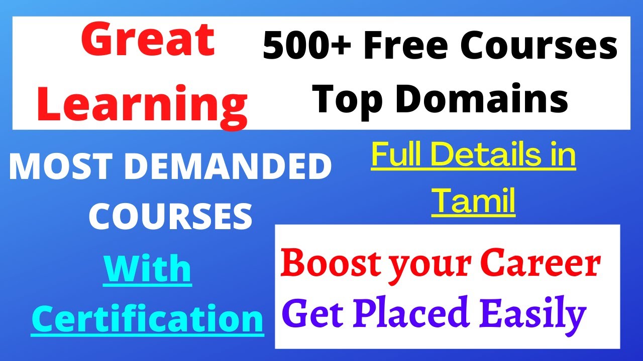 Great Learning Free Courses In Tamil | Free courses online with ...