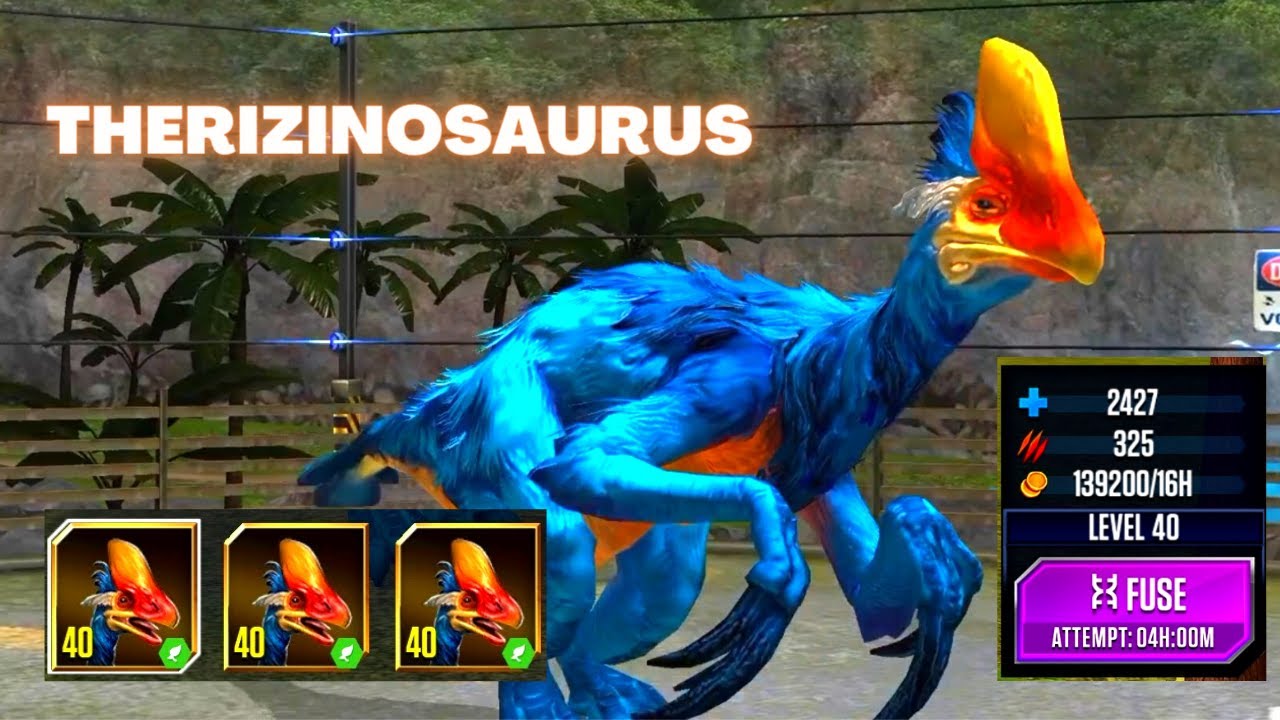 THERIZINOSAURUS GEN2 3X MAX LEVEL-40 (JURASSIC WORLD: THE GAME) - YouTube