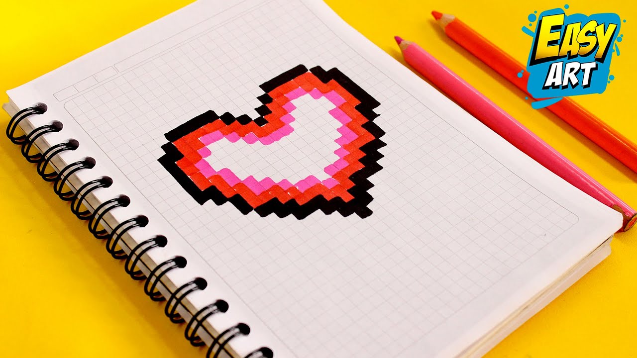 Pixel Art Dibujos 🟥 Como Dibujar Pixel Art CORAZON - Dibujos Pixelados ...