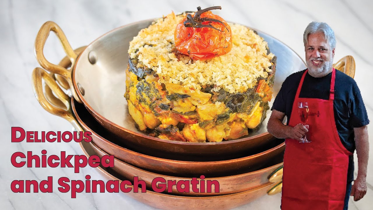 Richard Olney's Amazing Chickpea and Spinach Gratin - YouTube