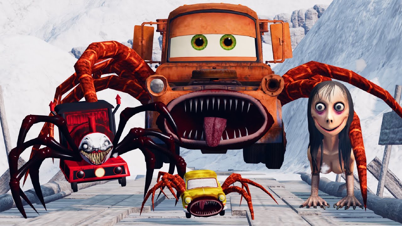 Epic battle between Lightning McQueen Eater VS Choo-Choo Charles & Momo ...