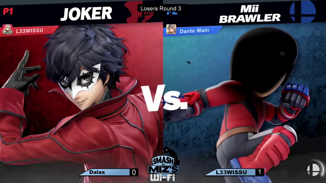 Smash @ Miz's WiFi 2 - L33WISSU (Joker) vs. Dalax (Terry, Mii Brawler ...