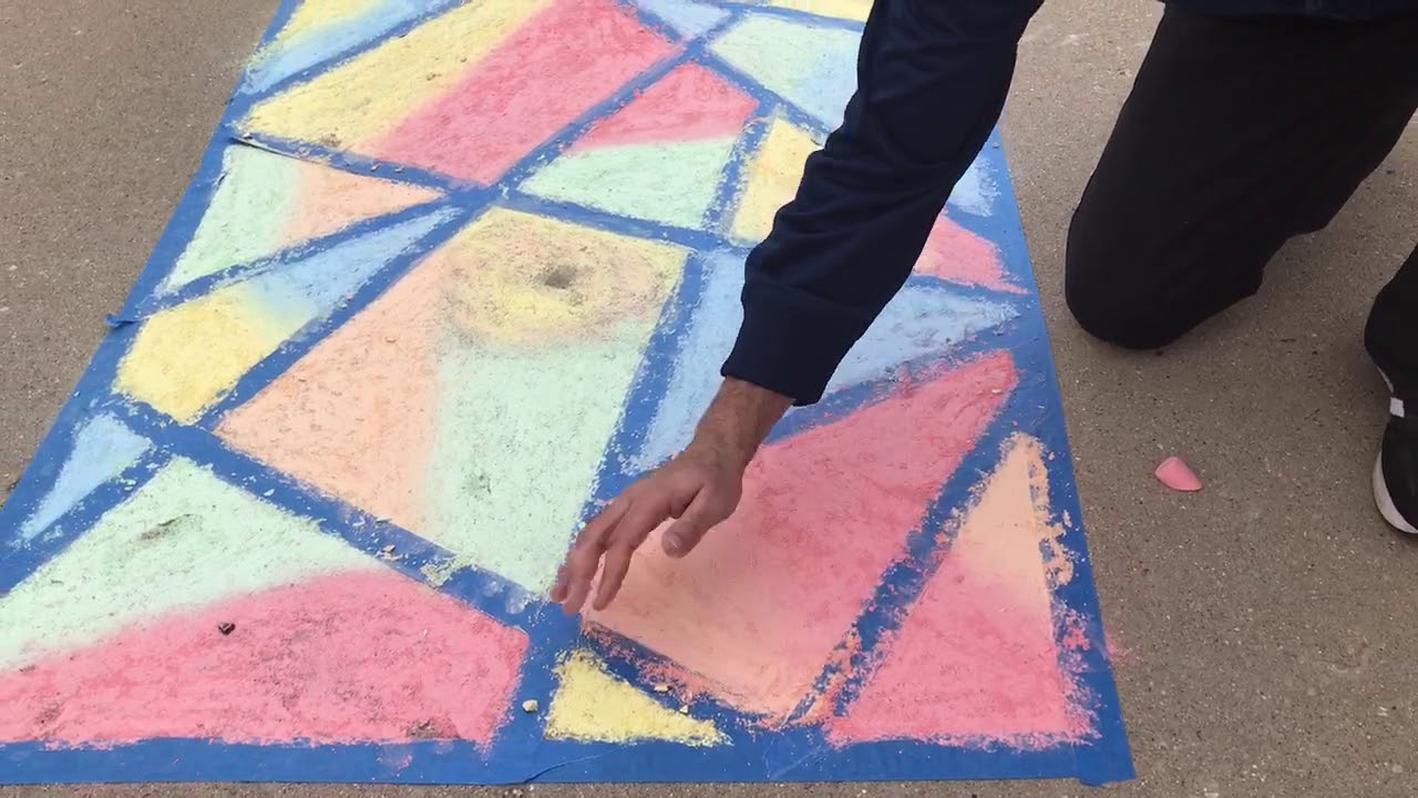 Tape Resist Chalk Drawing - YouTube