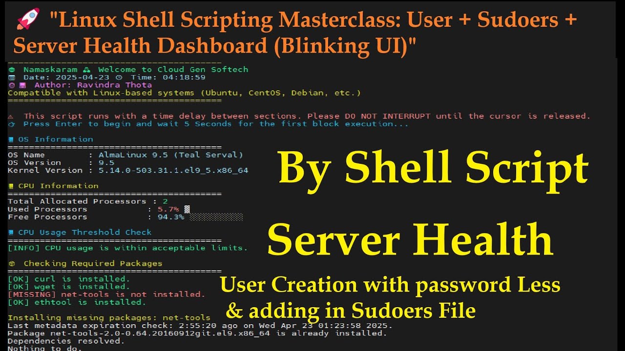 🚀 "Linux Shell Scripting Masterclass: User + Sudoers + Server Health ...