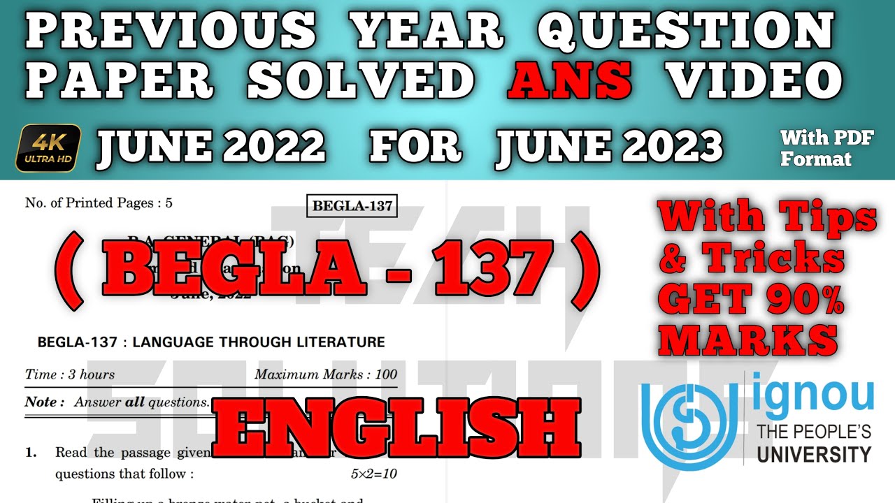 BEGLA 137 Previous Year Question Paper Answer in English | Begla 137 ...
