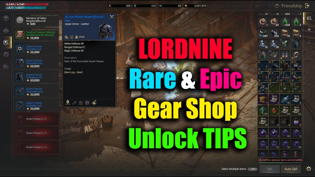 LORDNINE Rare & Epic Gear Shop Unlock TIPS - YouTube