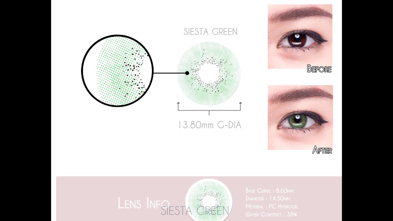 Color contacts for comfortable "SIESTA-GREEN" [Colorclshop] - YouTube