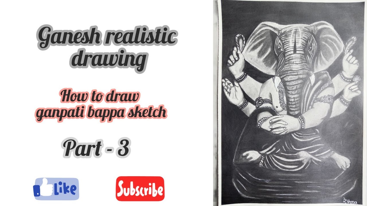 Ganesh realistic drawing |How to draw ganpati bappa sketch | #portrait ...
