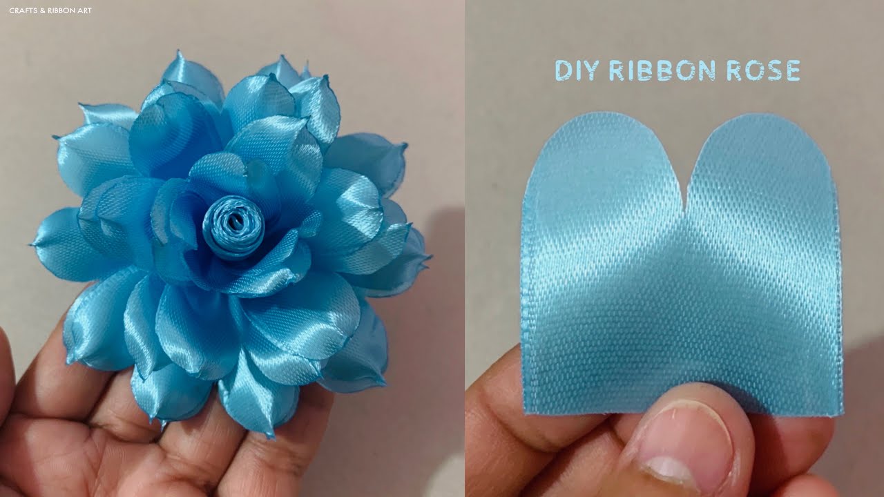 DIY Satin Ribbon Rose flowers | How to make ribbon rose | DIY Ribbon ...