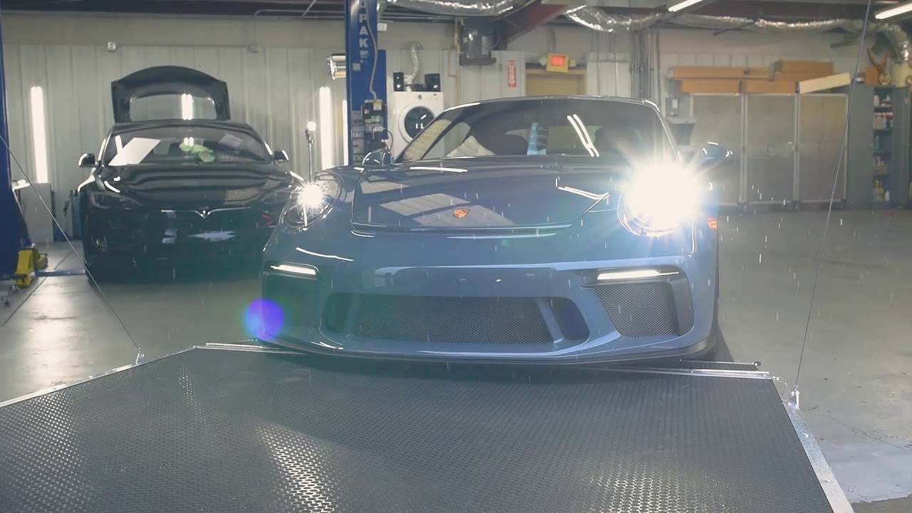 Graphite Metallic Blue Porsche 991.2 GT3 Rocking the Full-Monty - YouTube