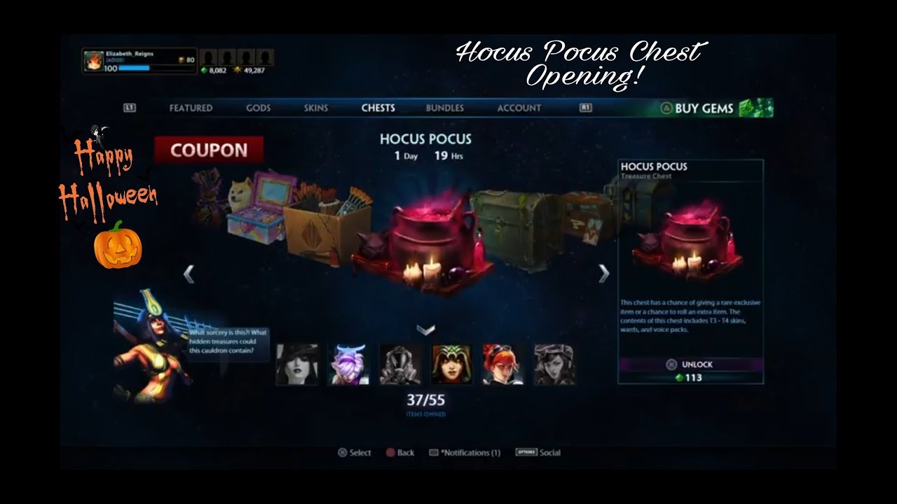 SMITE Opening Hocus Pocus Chest! Happy Halloween Guys! - YouTube