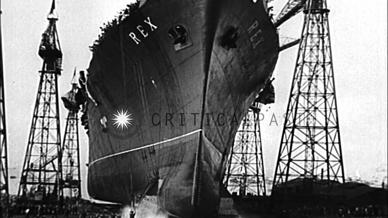 Italian liner Rex launched in Genoa, Italy. HD Stock Footage - YouTube