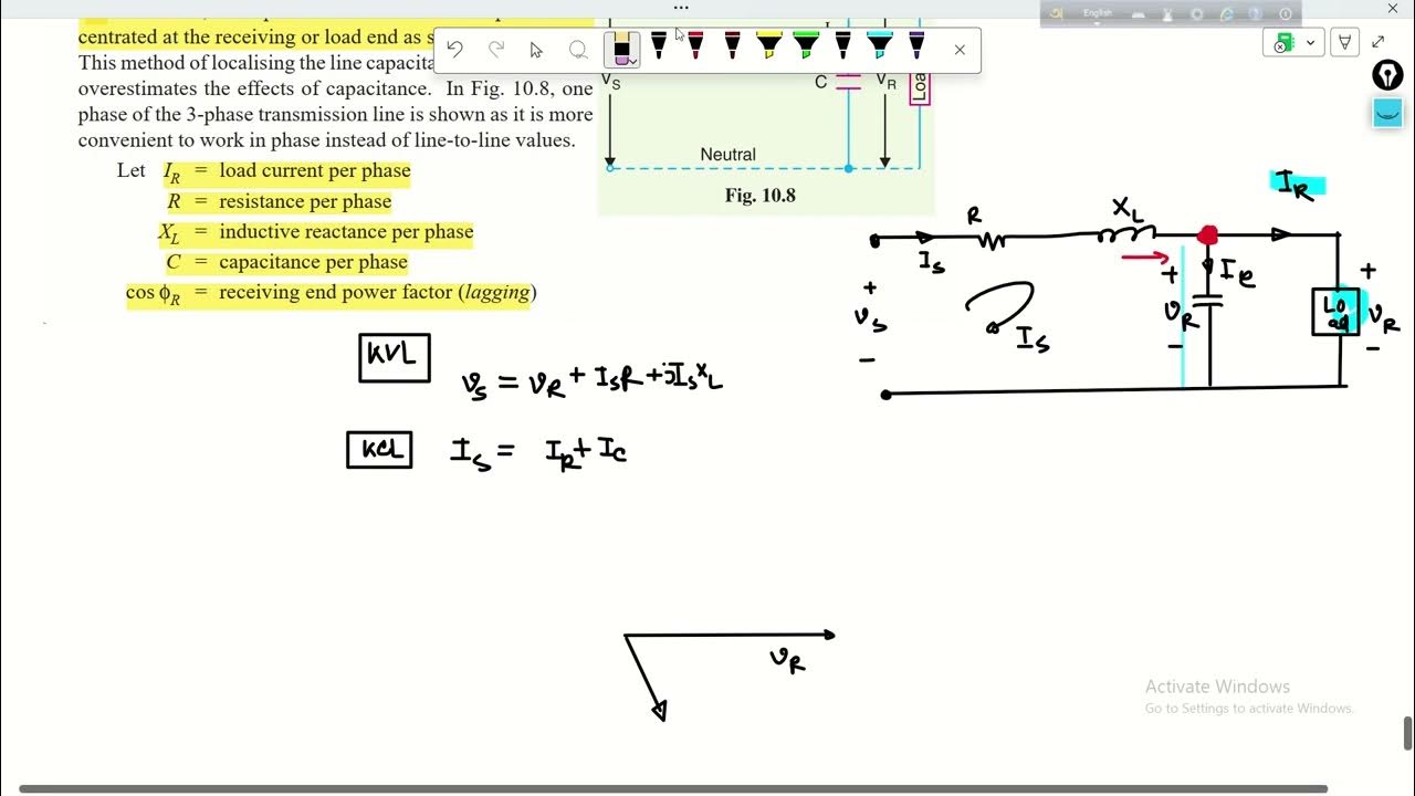 Phasor Diagram of Medium Transmission Line ( End Condenser Method ) || Bangla || 06 - YouTube