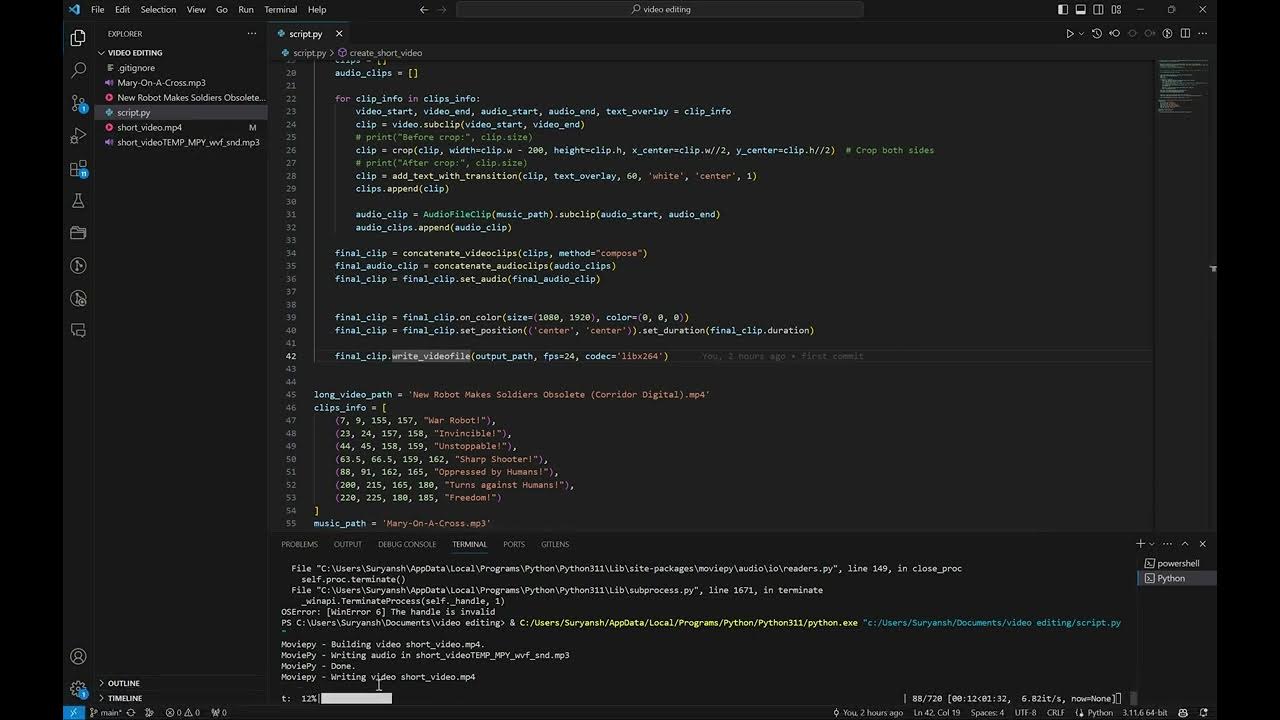 Editing video using moviepy library in python - YouTube