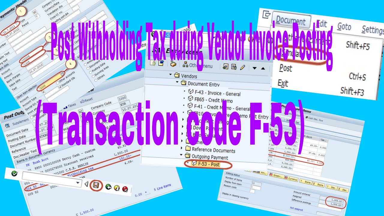 How to Post Withholding Tax during Vendor Invoice Posting- transaction ...