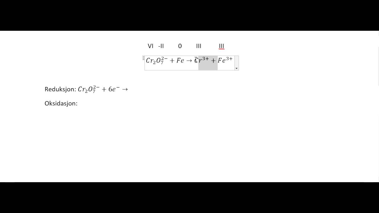 Balansering av redoksreaksjoner - Eksempel - YouTube