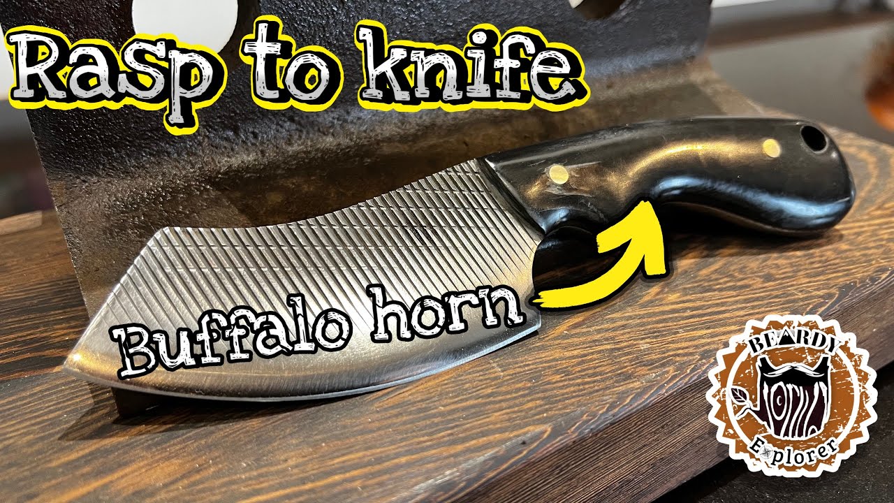 How to make a rasp knife for beginners with a buffalo horn handle # ...