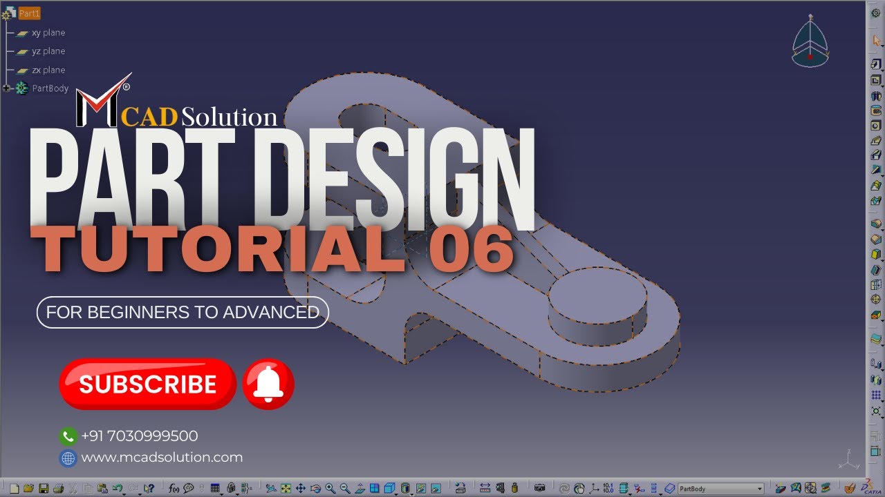 M CAD Solutions CATIA V5 Part Design : Tutorial 06 #catia #design #3d # ...