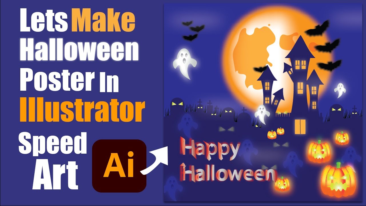 Halloween Poster in Illustrator | Speed Art | Art drawing - YouTube