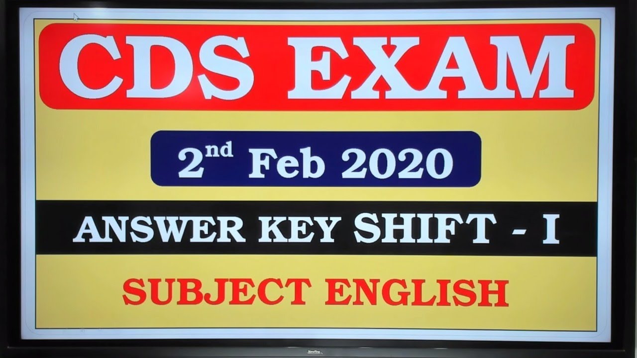 CDS EXAM 02 02 2020 ANSWER KEY ENGLISH YouTube cds-exam-02-02-2020-answer-key-english-youtube