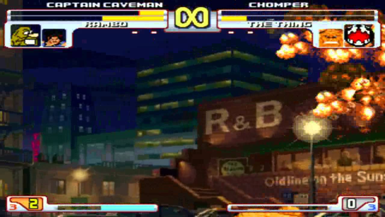 MUGEN: Captain Caveman & Rambo vs Chomper & The Thing - YouTube