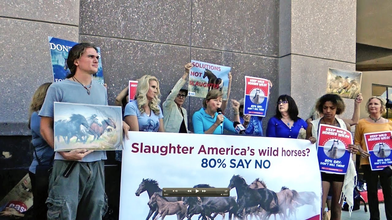 Ginger speaks outside the pro-slaughter National Wild Horse and Burro ...