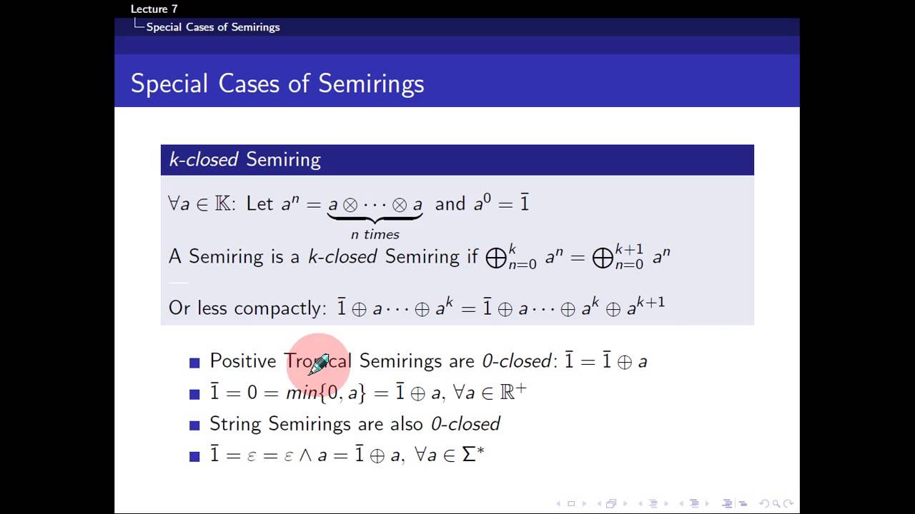 Lecture 7 Introduction to Semirings V - YouTube