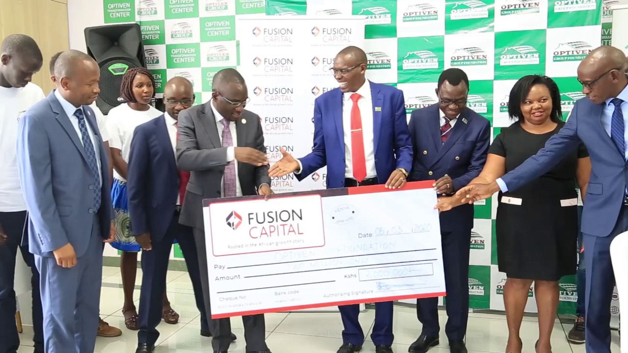Fusion capital partners with Optiven Foundation to fund Education - YouTube