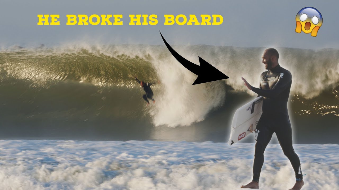 CT SURFERS IN HEAVY WAVES (BROKEN BOARD) - YouTube