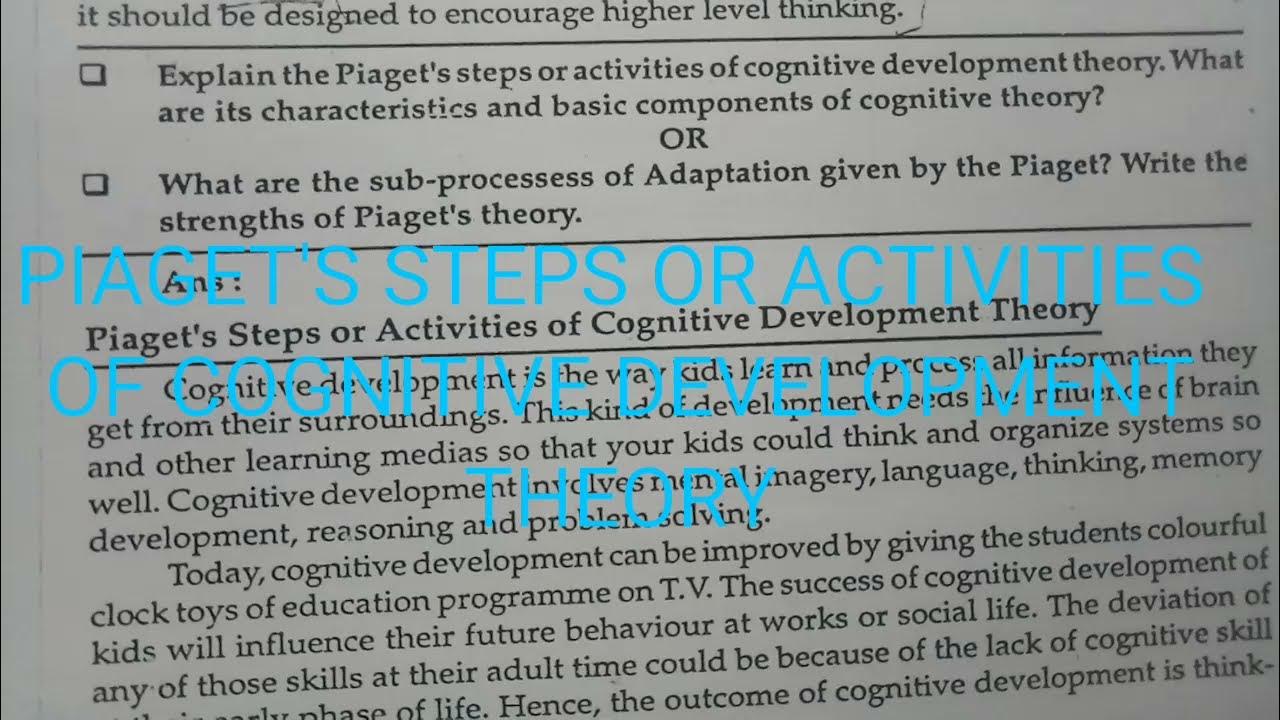 PIAGET'S STEPS & ACTIVITIES OF COGNITIVE DEVELOPMENT THEORY//KNOWLEDGE ...