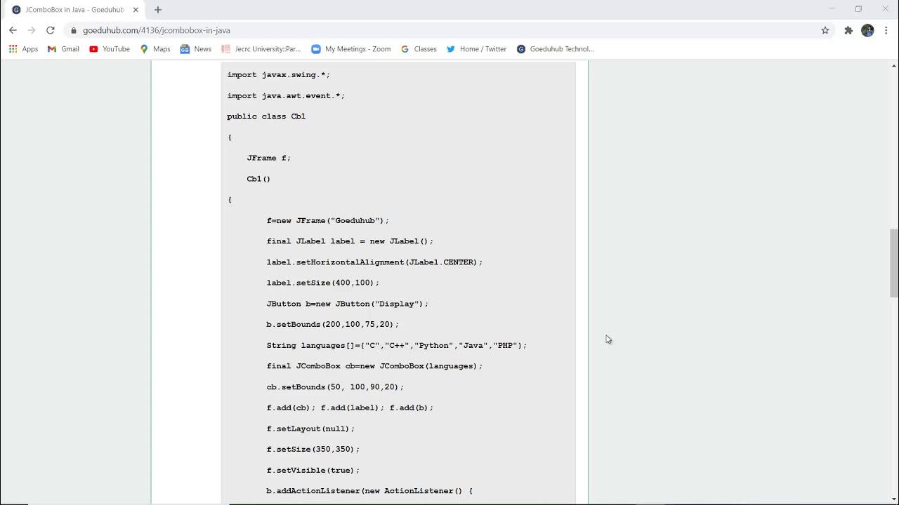 JComboBox in Java | What is Jcombobox in Java?|Which is the constructor ...