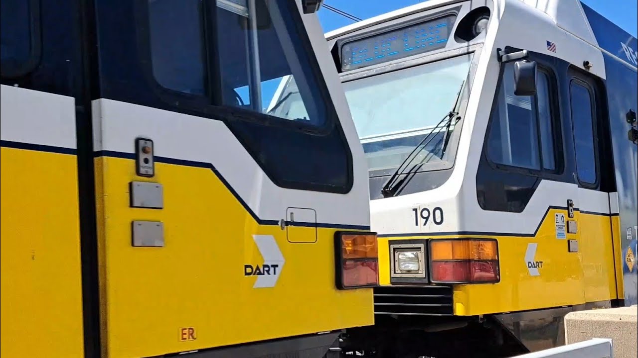 4K DART Blue Line Light Rail | April 2024 | Railfanning Near Dealey ...