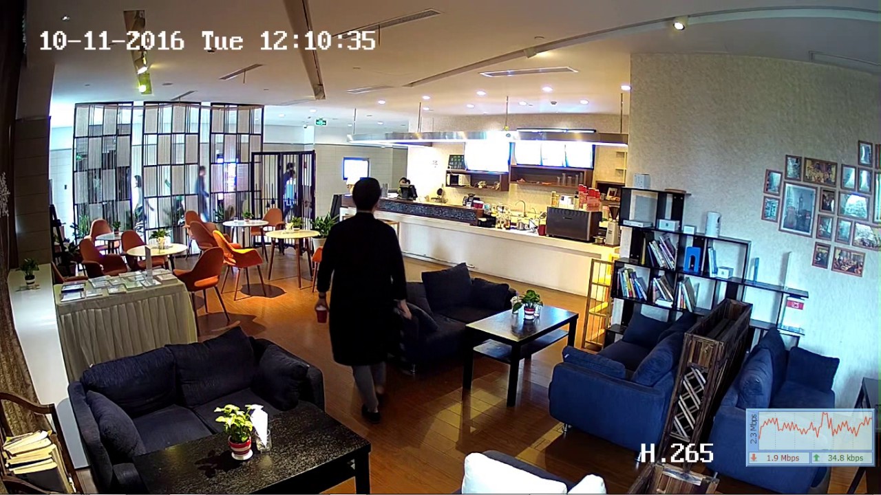 Hikvision H265+ -- H264 vs H265 poco movimiento cafetería 2 - YouTube
