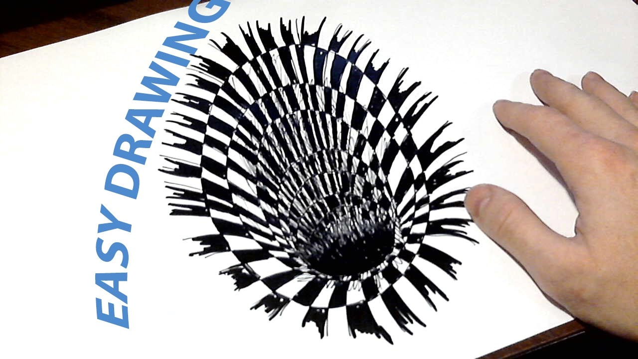 ArtBlack / Drawing a Hole Anamorphic Illusion (простой 3D От начала и ...