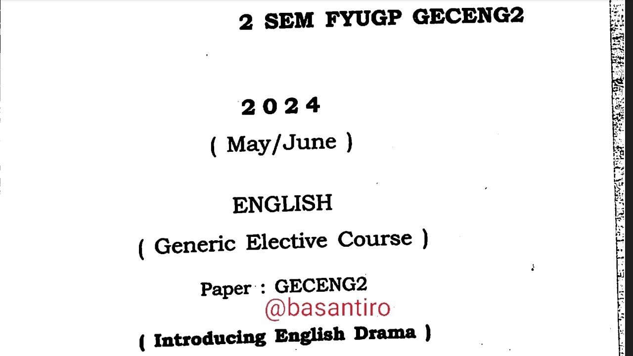 BA second semester English generic elective course paper Dibrugarh ...