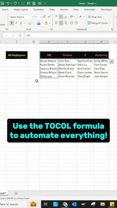 Excel TOCOL Formula: Easily Combine Multiple Columns into One! | Time-Saving Excel Trick - YouTube