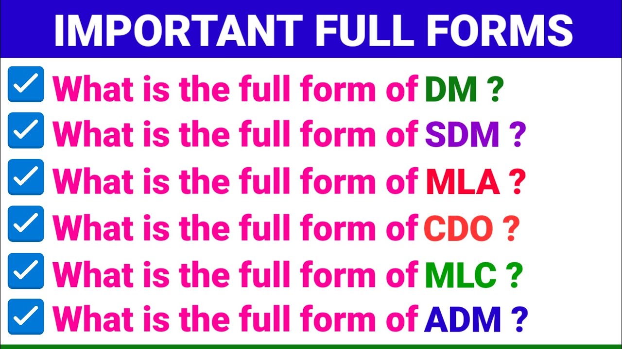 Full Form | Stands for | Abbreviations | Full Form List | General ...