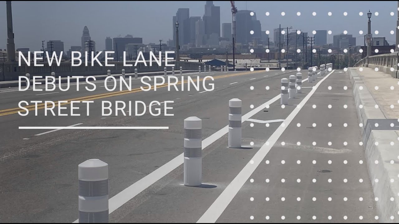 New Bike Lane Debuts on Spring Street Bridge - YouTube