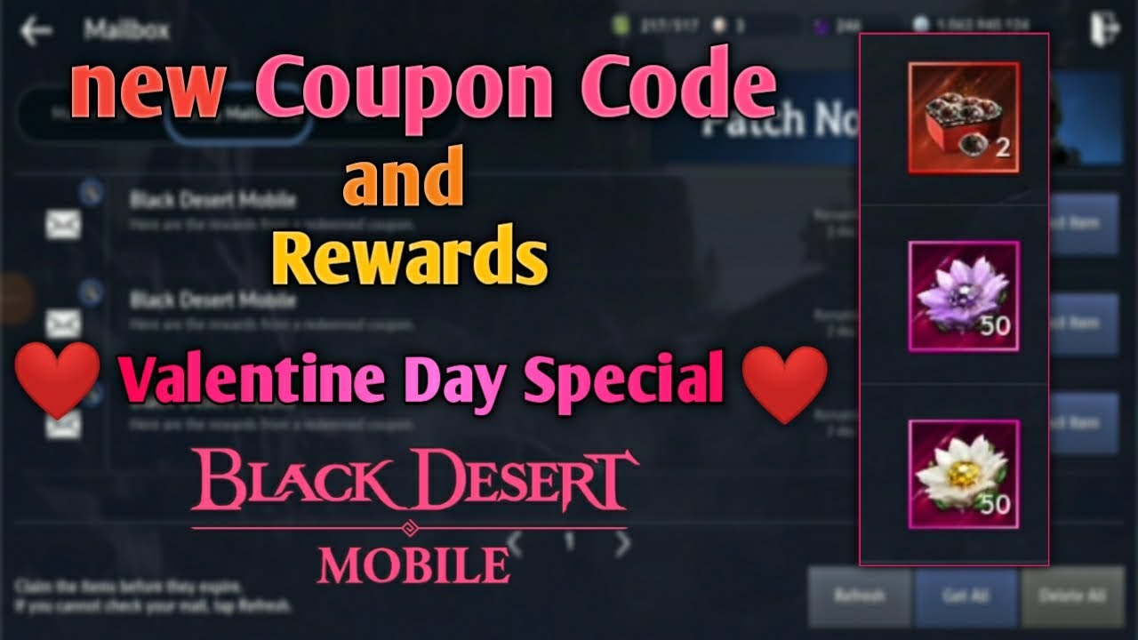 New Coupon Code and Rewards | Valentine day special | Black Desert ...