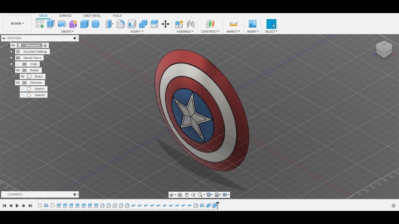 3D modelling caption America shield in under 10 minutes | fusion 360 ...