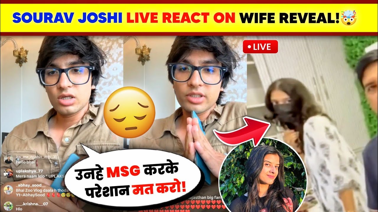 OMG!🤯 Sourav Joshi LIVE REACT On His Wife Face Reveal 😱| Sourav Joshi Instagram Live Today ...