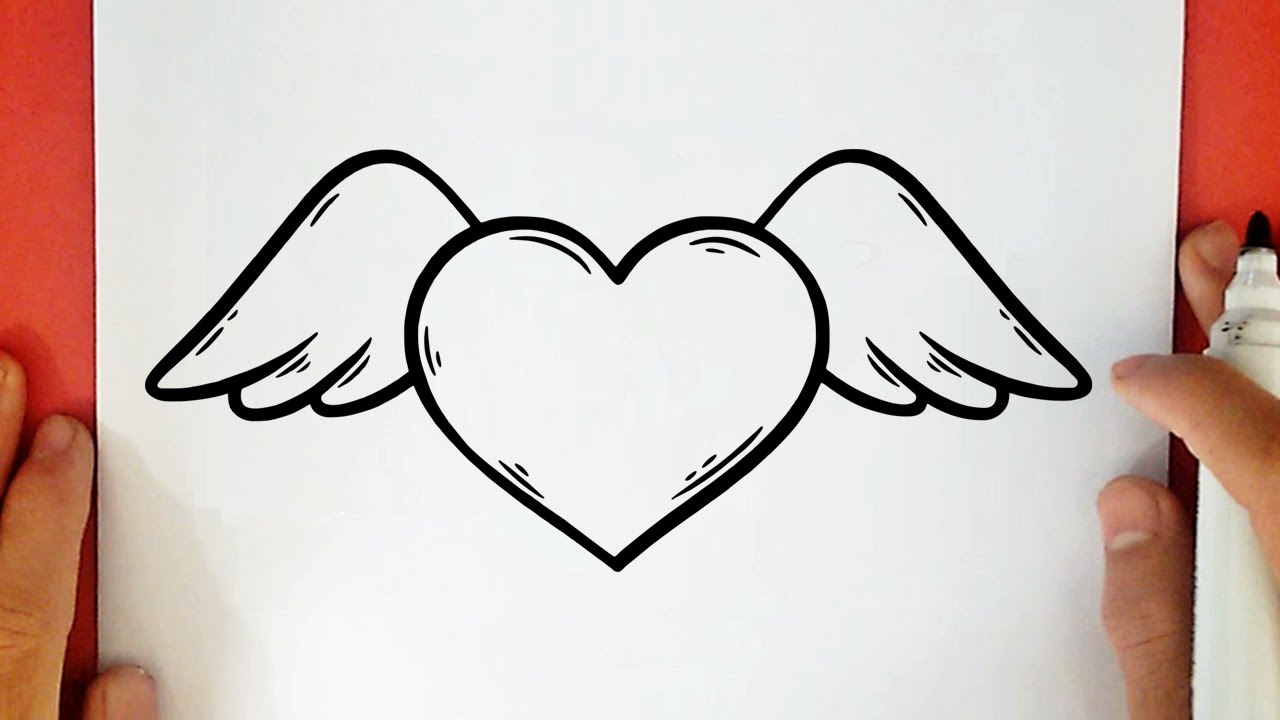 COMMENT DESSINER UN COEUR AVEC DES AILES - YouTube
