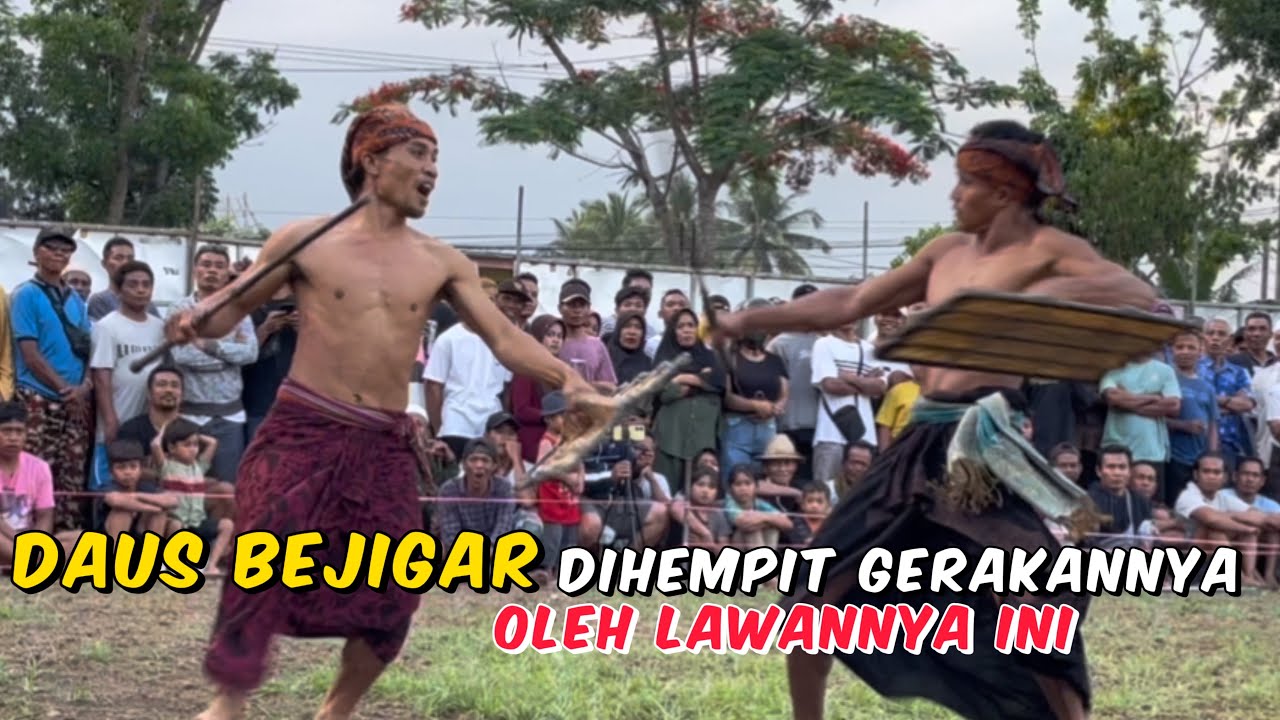 DAUS BEJIGAR di Hempit Oleh Lawannya di Peresean Desa Montong Gamang - YouTube
