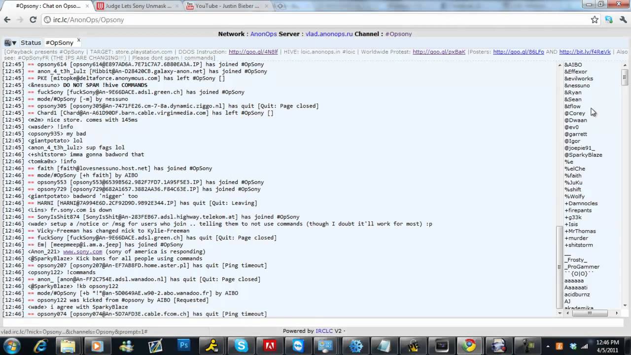 Anonymous vs Sony, and justin beiber gets beat up? - YouTube