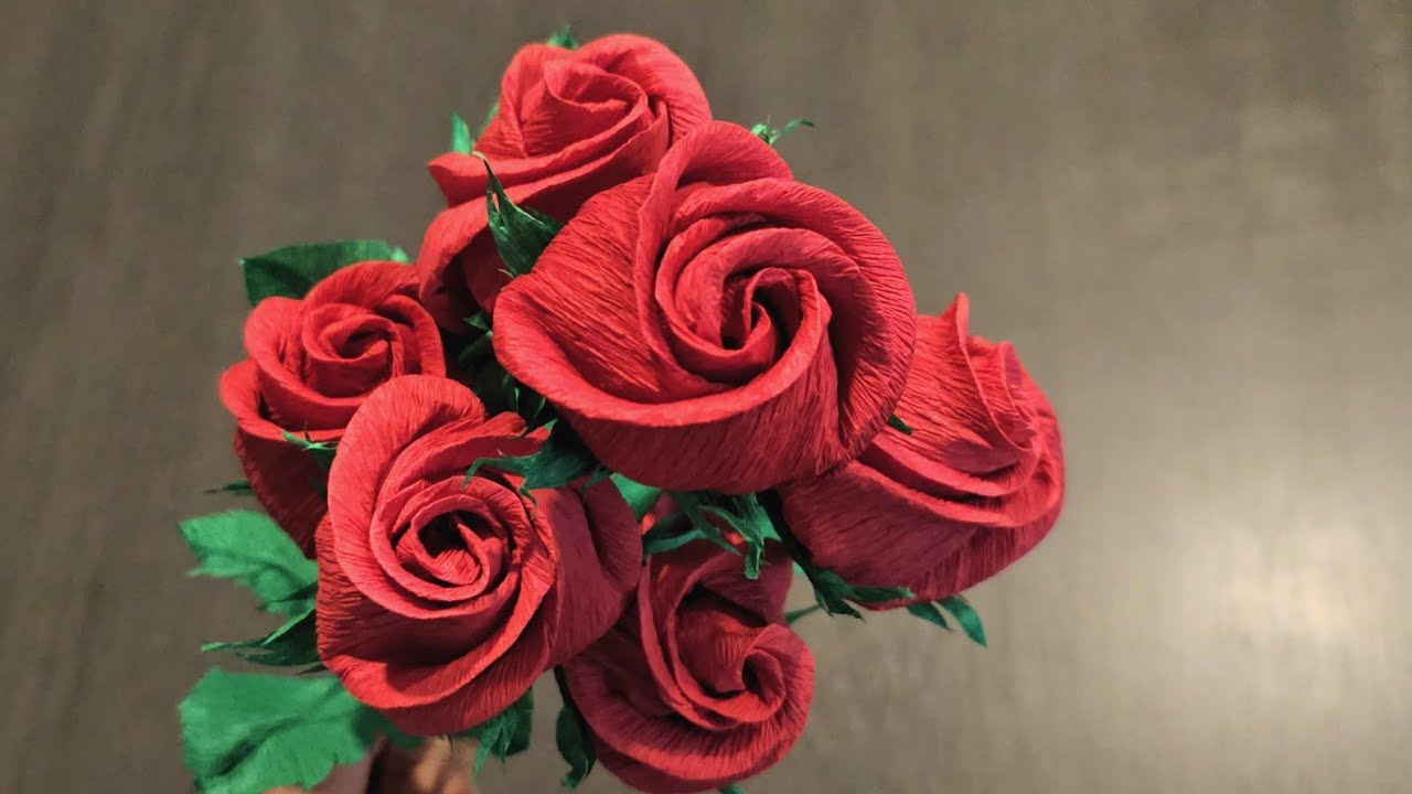 Rose from crepe paper/ Handmade rose/ Red Rose - YouTube