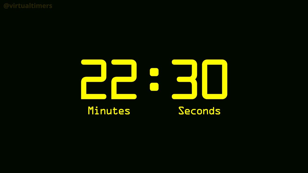 22 Minutes and 30 Seconds Countdown Timer with Alarm & Time Markers ...
