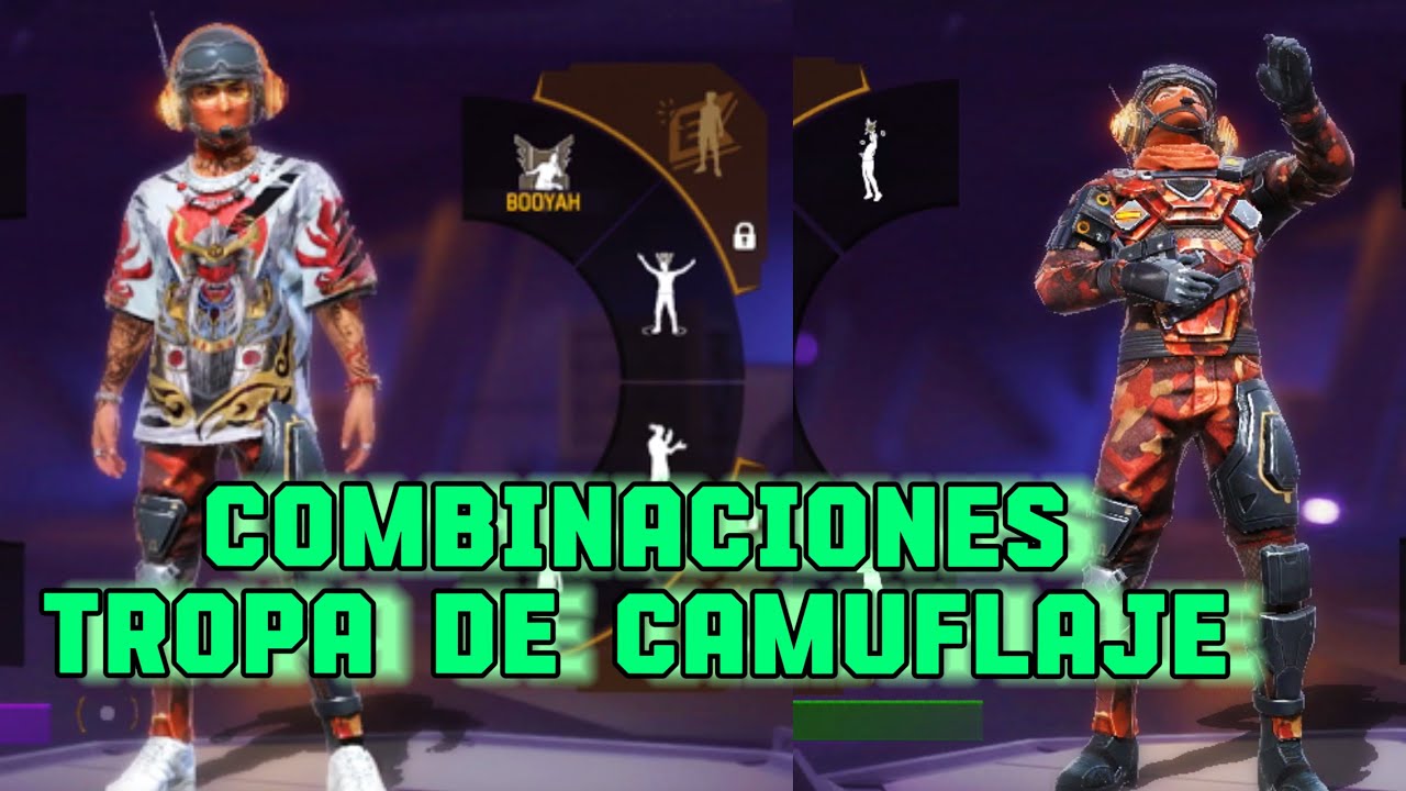 COMBINACIONES CON EL TRAJE DE TROPA DE CAMUFLAJE ||FREE FIRE|| Ivan BC ...