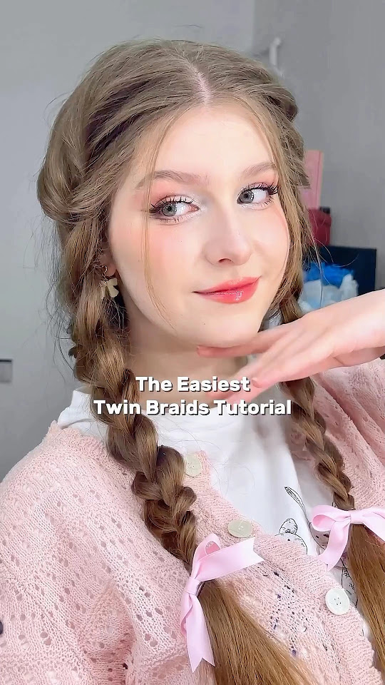 The easiest twin brands tutorial for people like me who can't do french braids!.#viral # ...